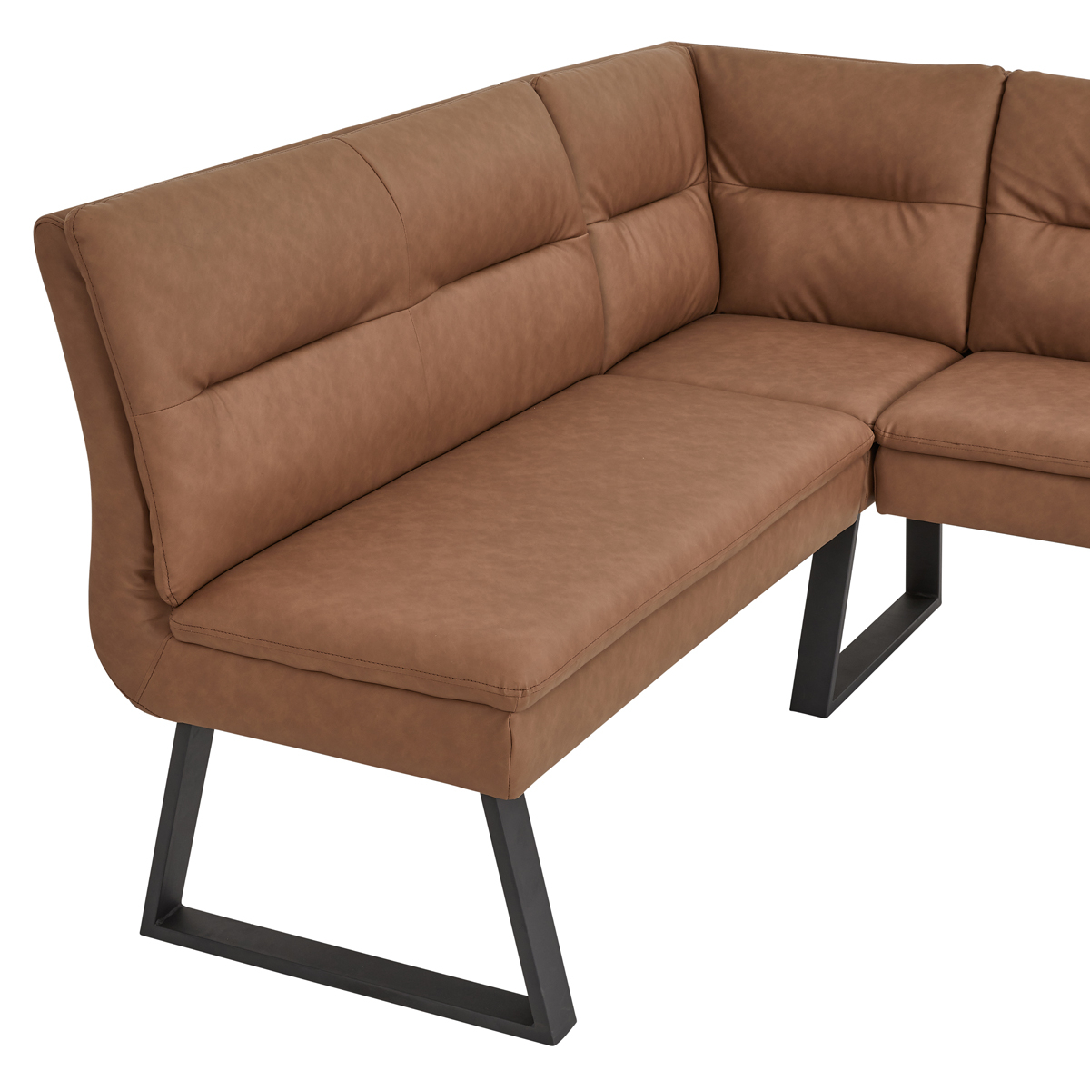 Bronx Industrial Corner Dining Bench and 3 Chairs Set – Tan Brown Faux ...
