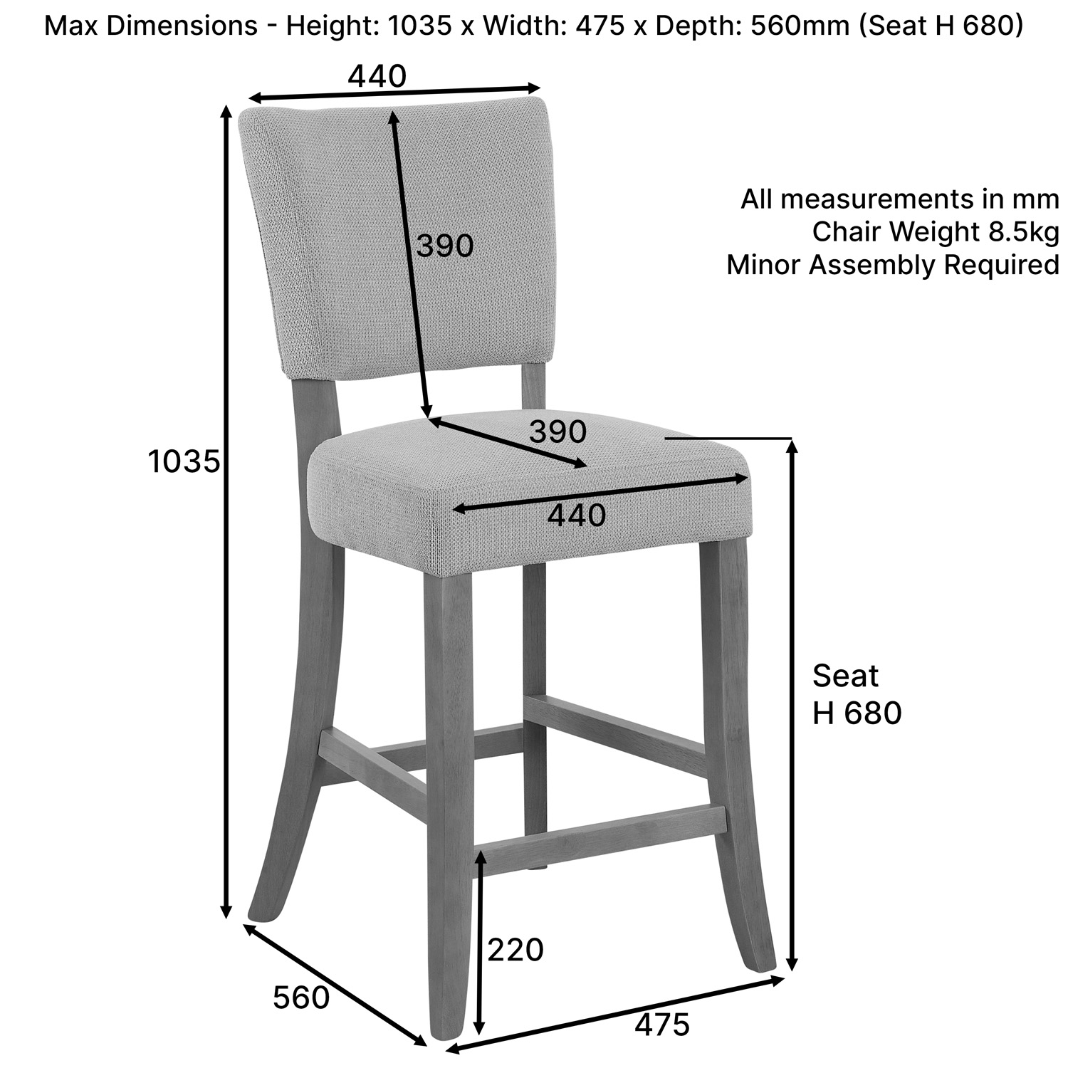 Manor Oak Natural Linen Counter Bar Stool | The Furniture Market