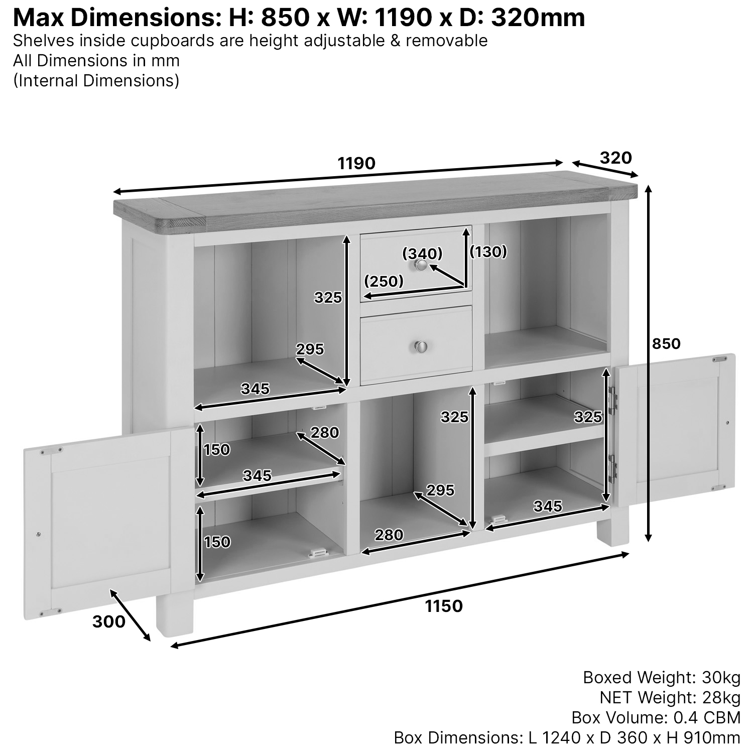 Marbury Oak Low Open Display Shelf Unit | The Furniture Market