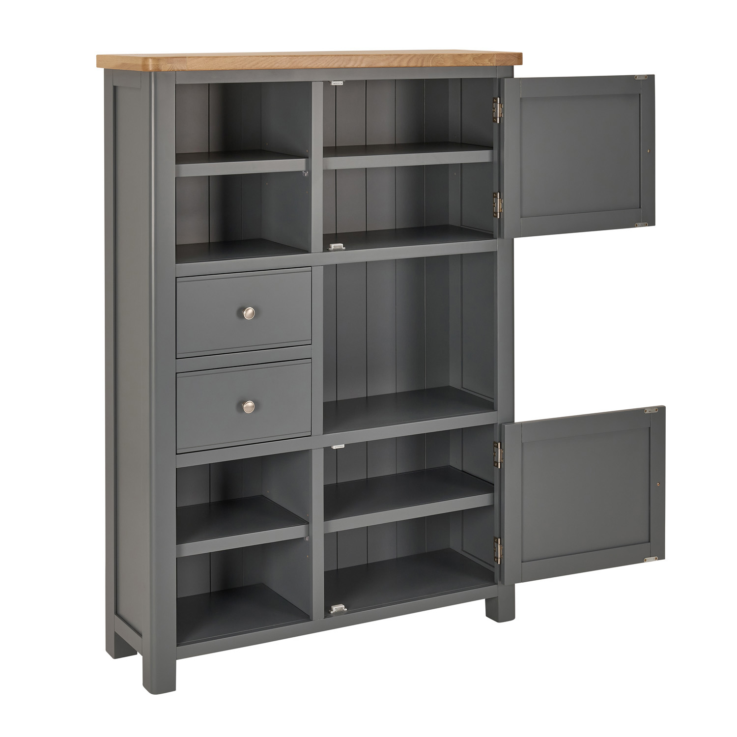 Marbury Slate Grey Painted High Open Display Shelf Unit Bookcase | The ...