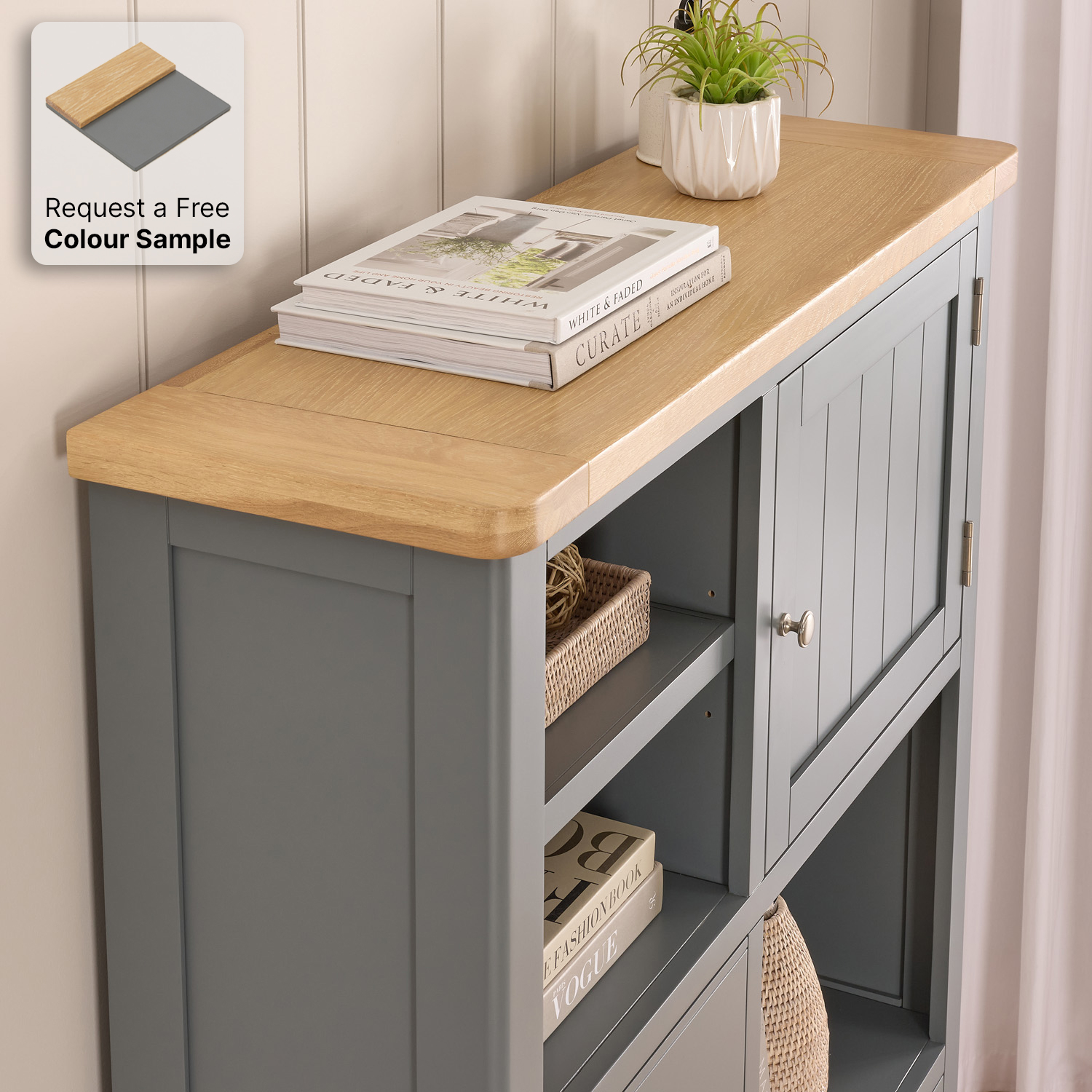 Marbury Slate Grey Painted High Open Display Shelf Unit Bookcase | The ...