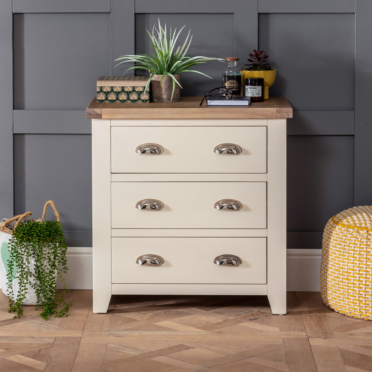 Cheshire Cream 3 Drawer Compact Chest of Drawers | The Furniture Market