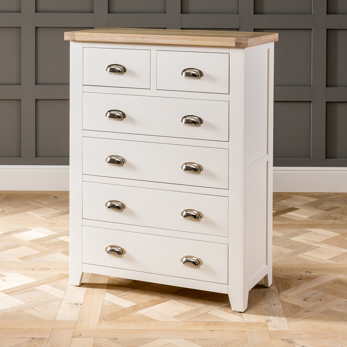 Cheshire Cream Painted Tall 2 over 4 Drawer Chest of Drawers | The ...
