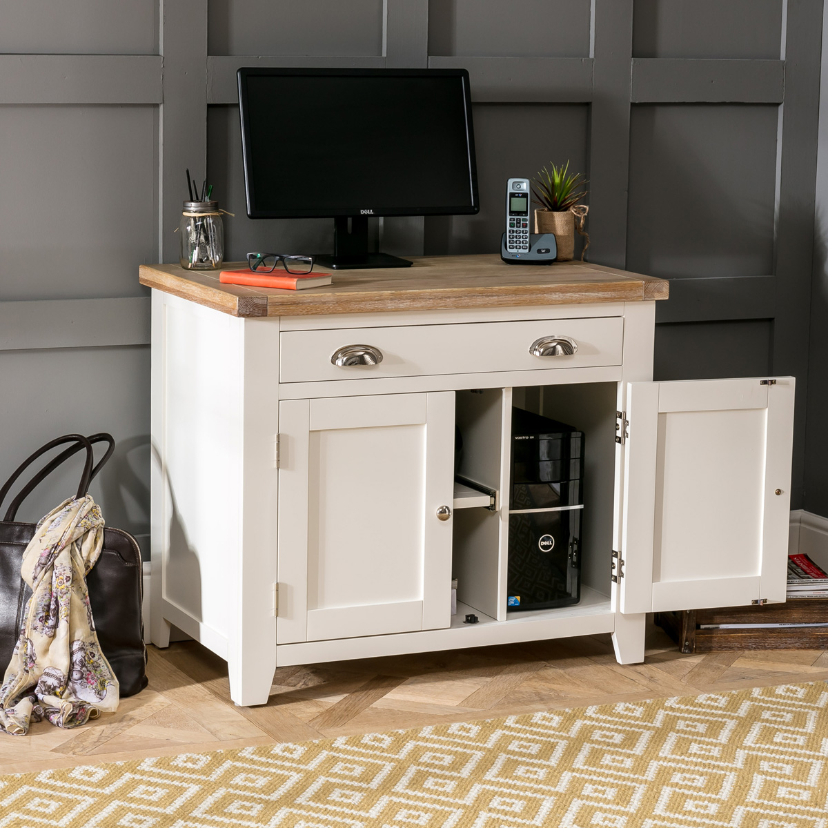 Cheshire Cream Painted Hideaway Computer Desk | The Furniture Market