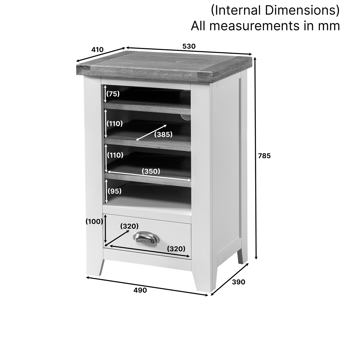 Cheshire Oak Hi-Fi Media Stand Shelf Unit | The Furniture Market