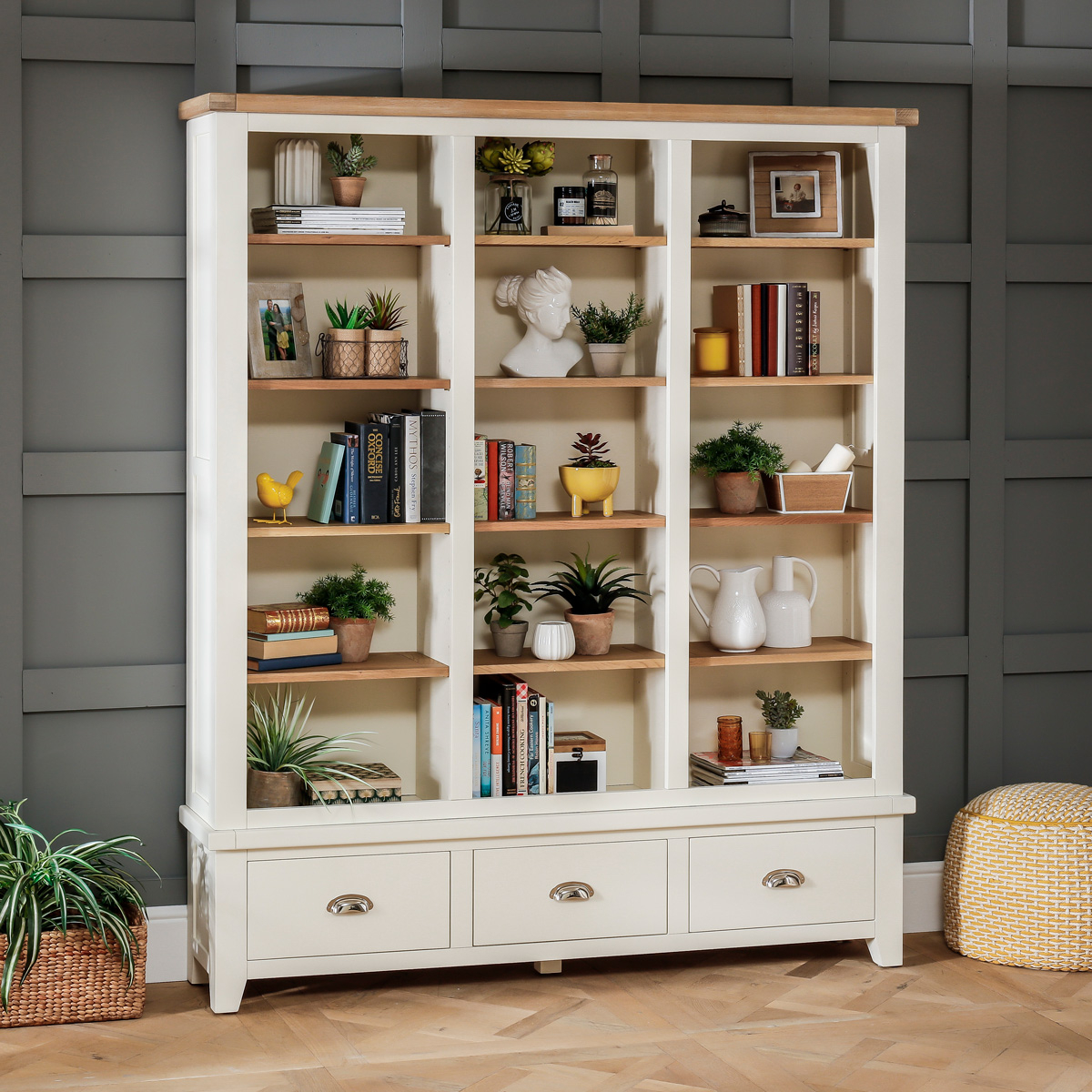 Cheshire Cream Extra Large Grand Library Bookcase | The Furniture Market