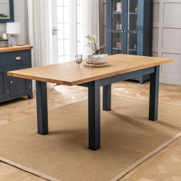 Westbury Blue Painted Extending Dining Table with Oak Top - 6 Seater ...