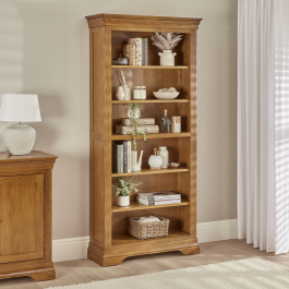 French Louis Oak Large Tall Bookcase | The Furniture Market