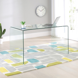 Geo-Glass Large Clear Glass Desk | The Furniture Market