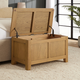 Cotswold Rustic Smoked Oak Blanket Bedding Box | The Furniture Market