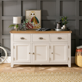 Cheshire Cream Painted Large 3 Drawer 3 Door Sideboard | The Furniture ...